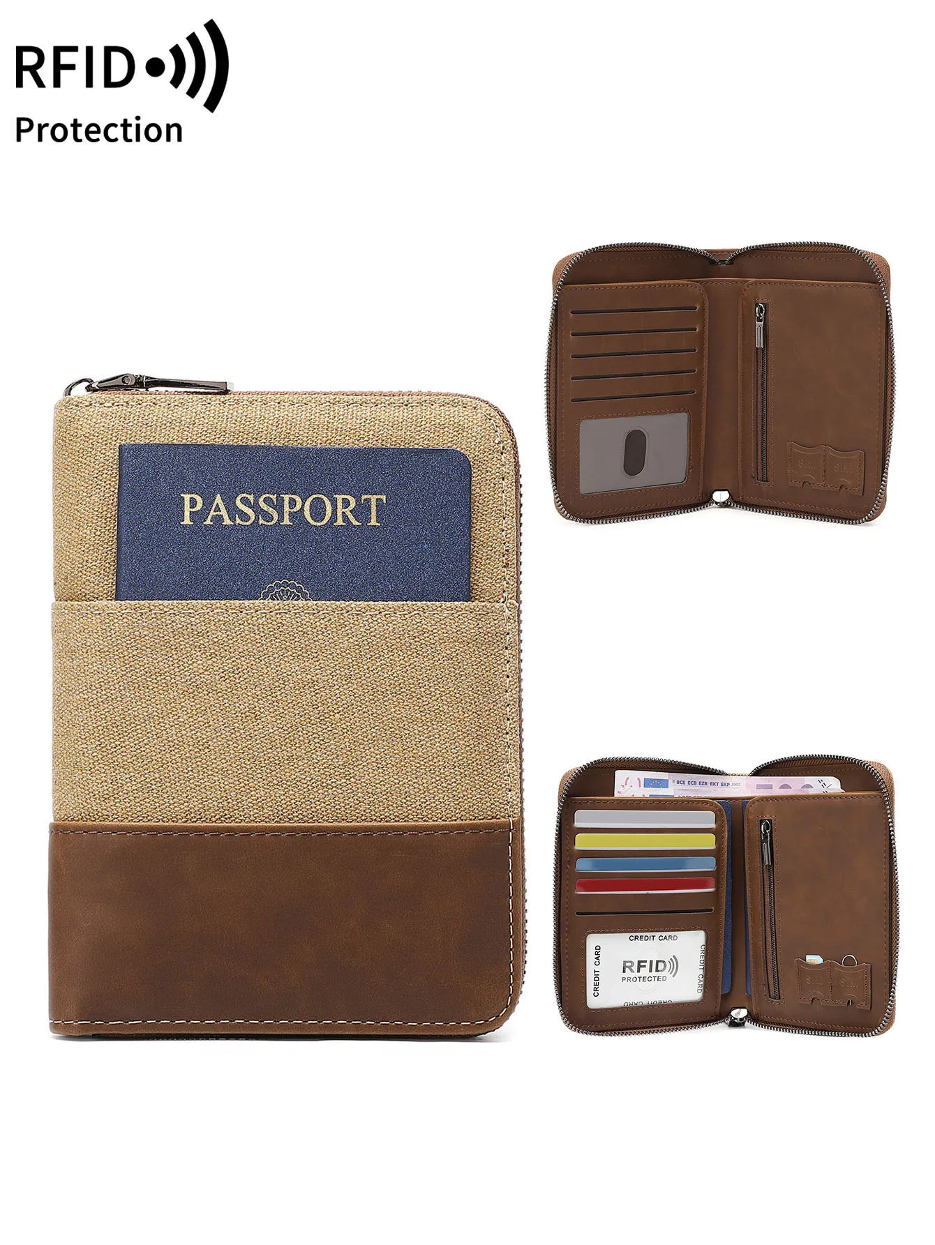 RFID Retro Men's and Women's Passport Bag Fashion Multifunctional ...