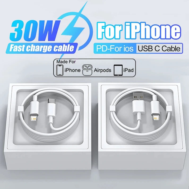 For Apple Original 30W Fast Charging Cable For iPhone 14 13 12 11 15 16 ...
