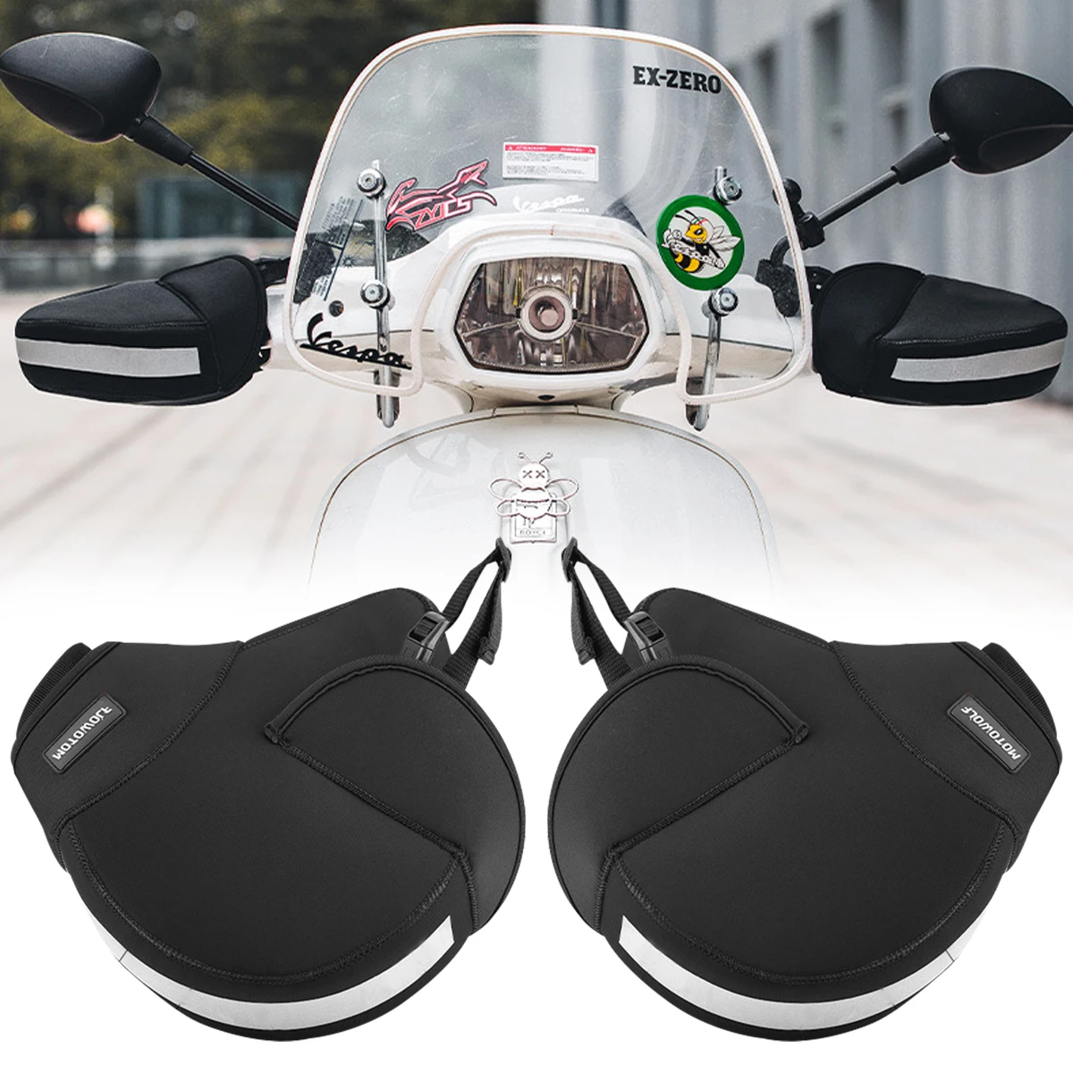 Motorcycle Handlebar Gloves Winter Windproof Warm Handle Bar Muffs ...