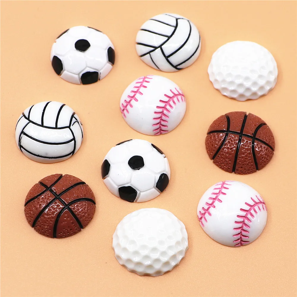 10PCS-23MM-Cute-Resin-Sports-Basketball-Football-Golfball-Volleyball ...