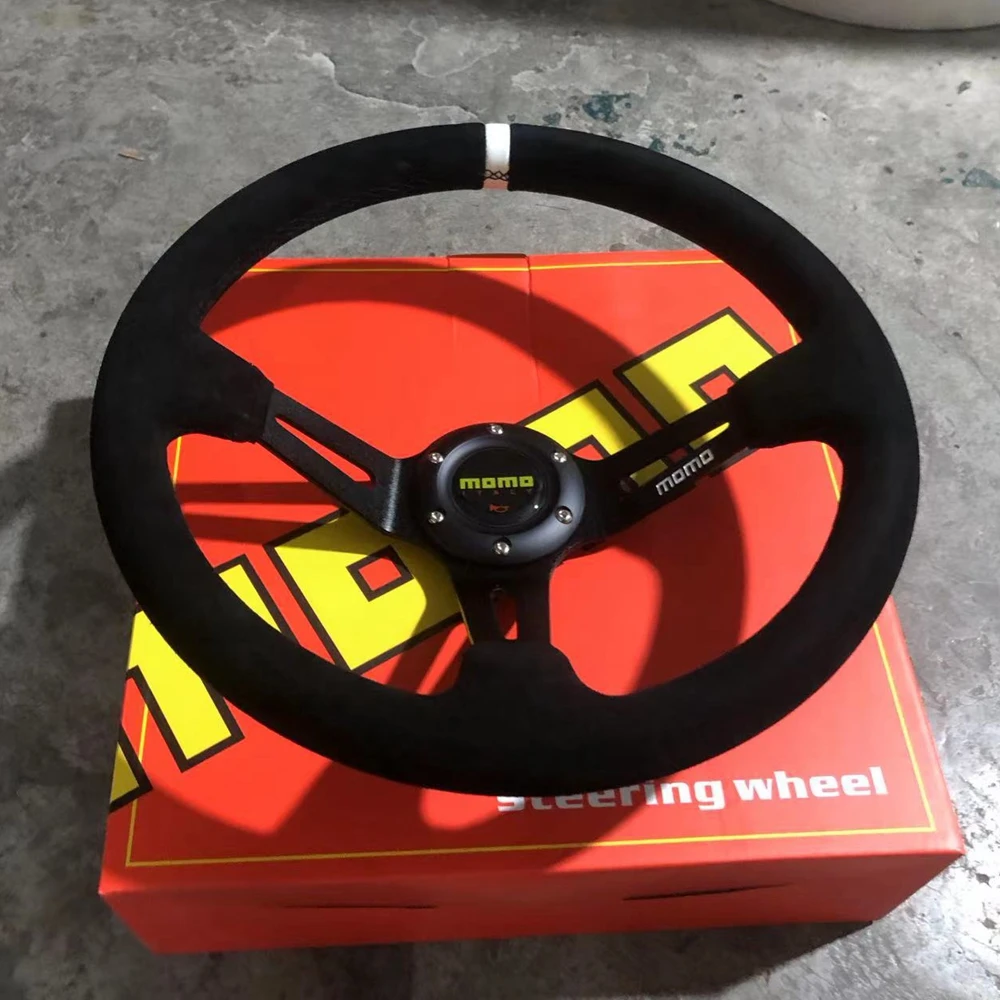 14Inch-Deep-Universal-Racing-Drift-MOMO-Steering-Wheel-Car-Suede ...