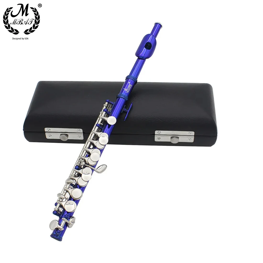 Blue-Piccolo-C-Key-Half-size-Flute-Instrument-with-Case-Cleaning-Cloth ...