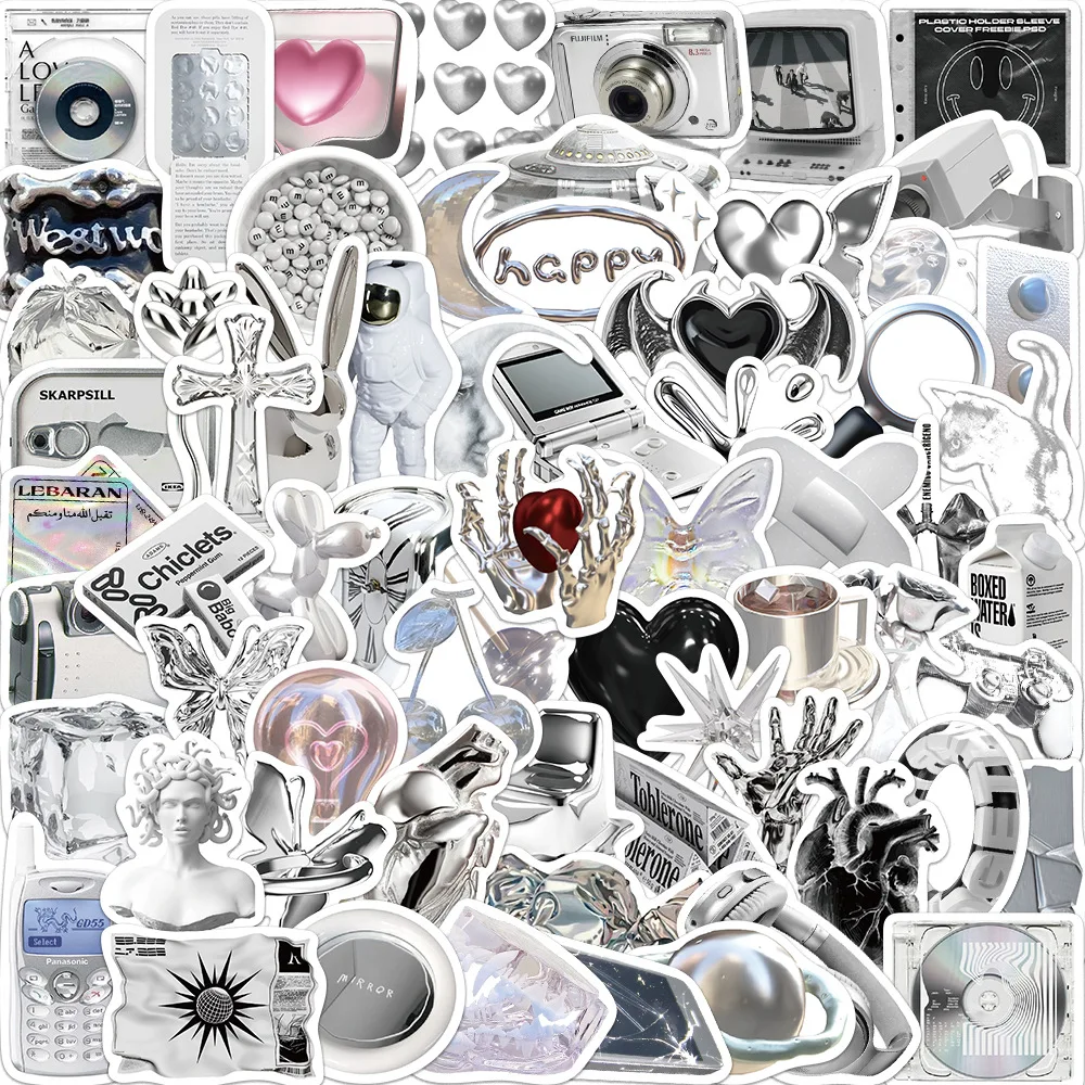 10-30-66pcs-Ins-Style-Cool-Silver-Art-Graffiti-Stickers-Aesthetic ...