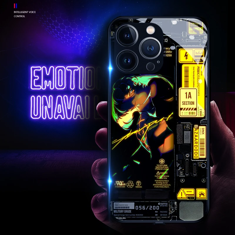 Cyberpunk Style Smart Voice-activated Induction Luminous Mobile Phone Case For Oppo A93/a97 A55 ...