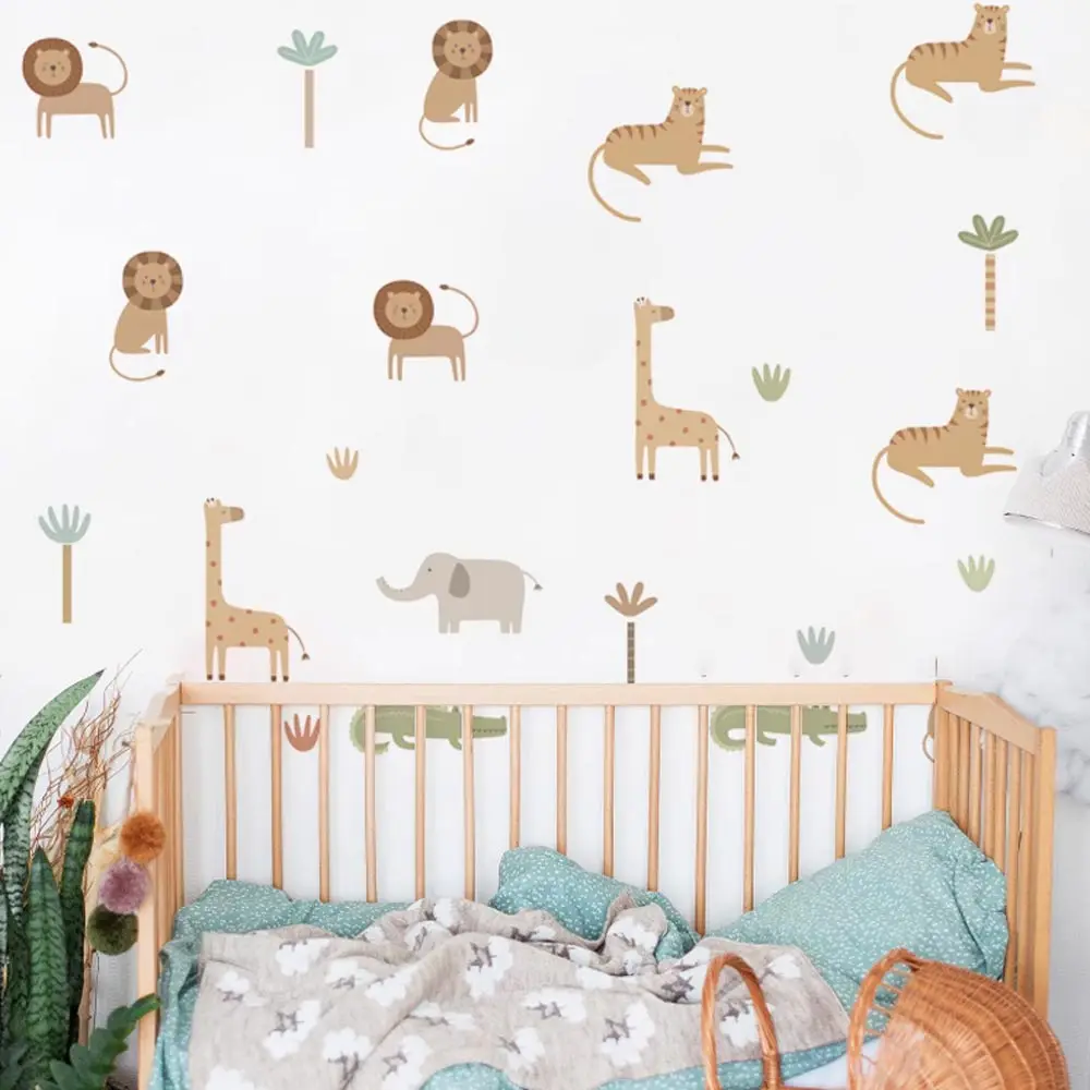 Cute-Cartoon-Safari-Animals-Adesivos-de-parede-para-crian-as-decora-o ...