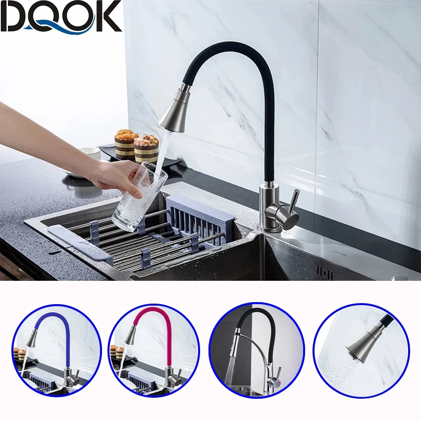 Dqok Silica Gel Nose Any Direction Rotating Kitchen Faucet Cold And Hot ...