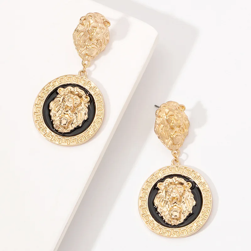 Trend-New-Cool-Stuff-Piercing-Ear-Golden-Embossed-Lion-Head-Alloy-Trend ...