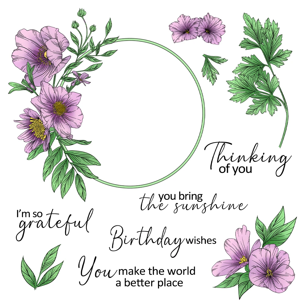 Mangocraft Spring Floral Blooming Flowers Cutting Dies Clear Stamps DIY ...