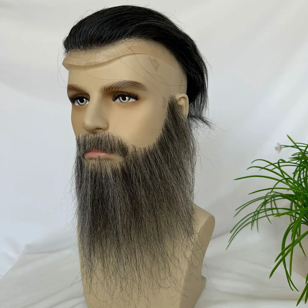 Long-Face-Fake-Beard-Human-Hair-Face-Beard-Mustache-For-Men-Swiss-Lace ...