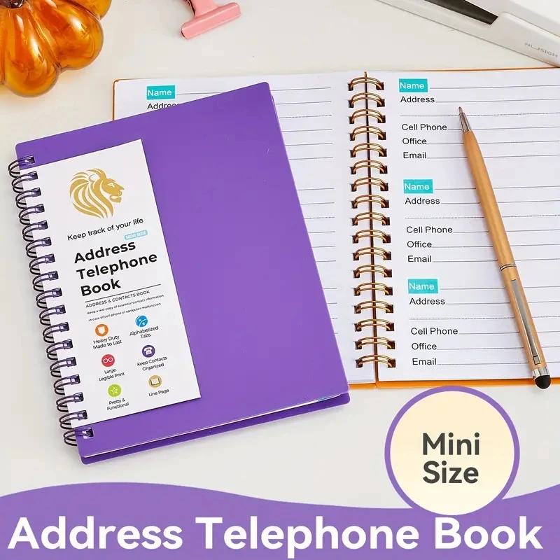 Telephone-Address-Birthday-Book-With-Tabs-Notebook-Purple-Notepad ...