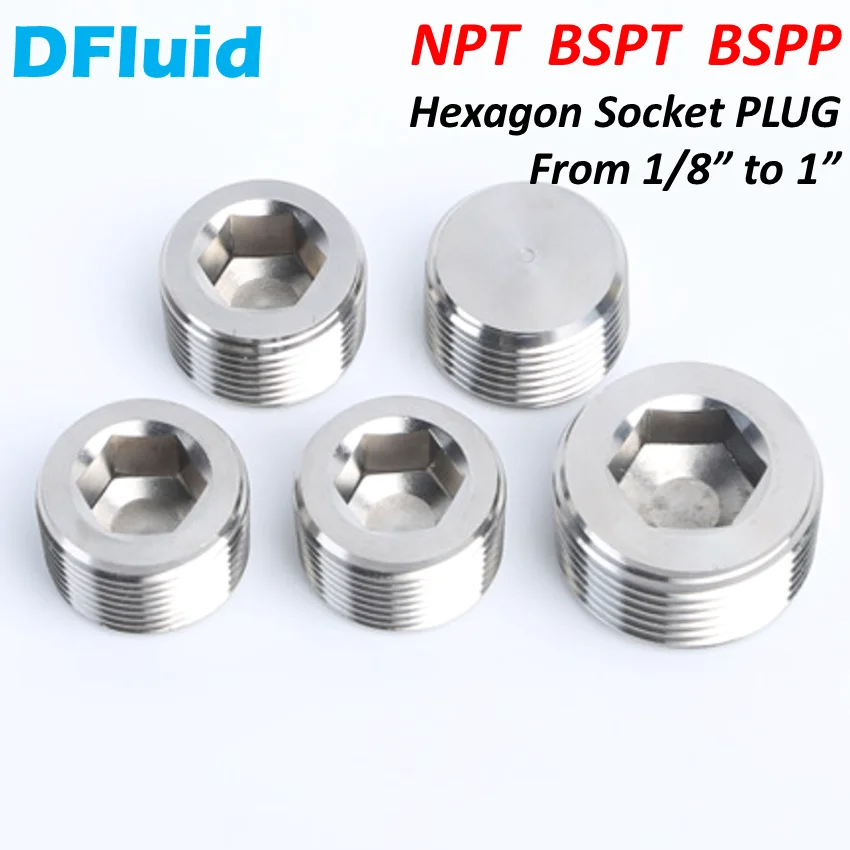 1-pcs-316L-NPT-Hexagon-Socket-PLUG-BSPT-RC-ISO7-1-BSPP-G-ISO228-1 ...
