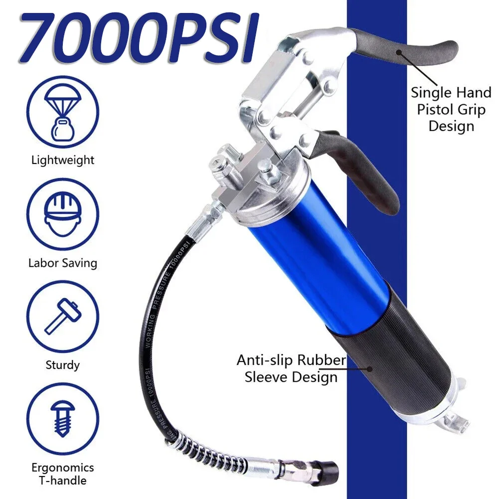 7000PSI-High-Pressure-Grease-Gun-Hose-Nozzle-Pump-Syringe-Grease-Gun ...