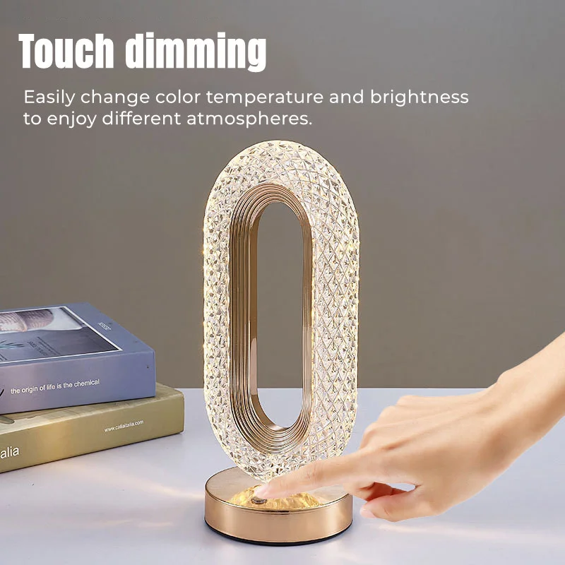 USB Three-Color Dimming Touch Table Lamp Star Moon Desktop Decoration ...