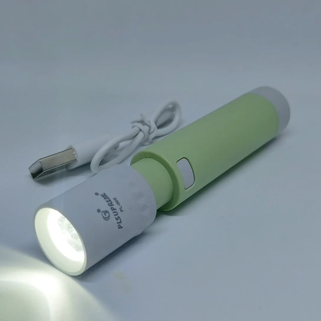 1PC Olive-Portable Rechargeable Zoom LED Flashlight Mini Flash Light ...