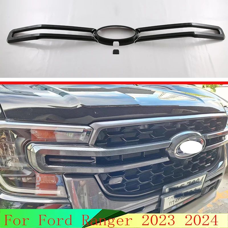 For-Ford-Ranger-2023-2024-Car-Accessories-Carbon-fiber-style-Front ...