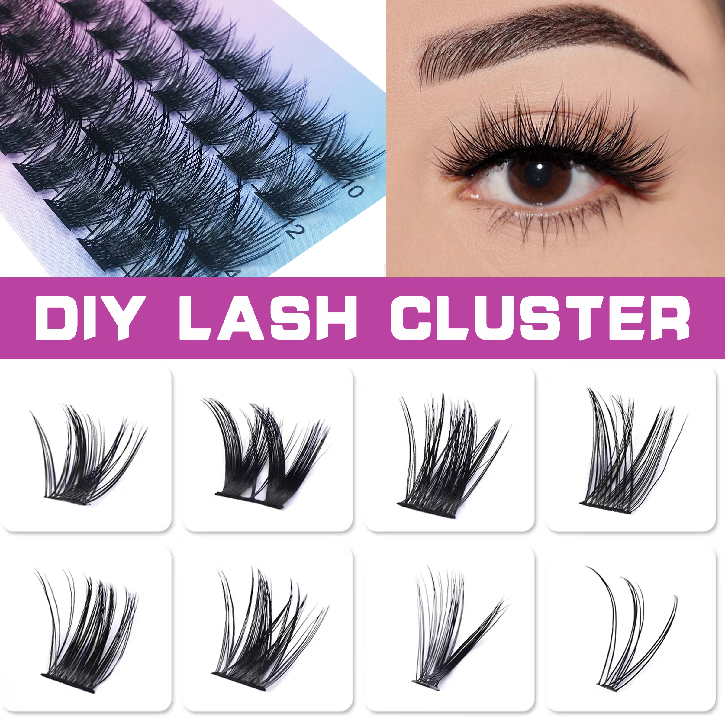 CoMango-Lash-Clusters-C-D-Curl-10-12-14-16MM-Mix-Trays-DIY-Eyelash ...