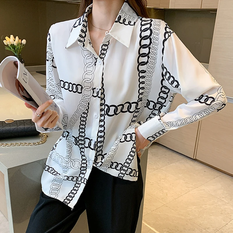 Fashion-striped-print-ladies-shirts-Women-s-Blouses-2021-Spring-Autumn ...