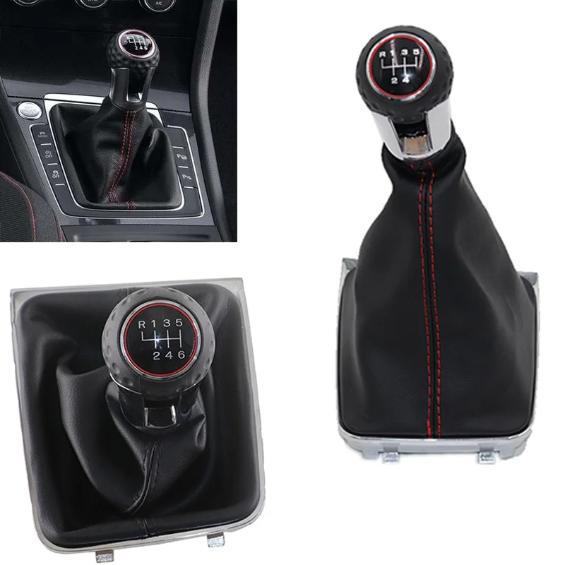 Gear Shift Knob Lever Switch Handle Leather For VW Golf 7 A7 MK7 GTI ...