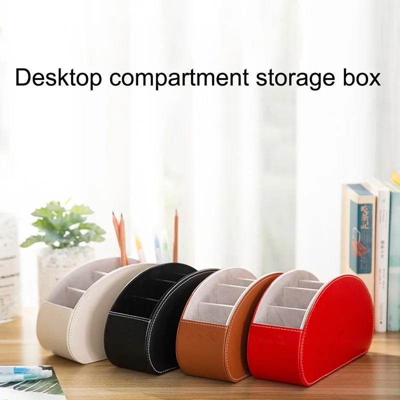 Leather Storage Box Multifunctional Desk Organizer Box Black Solid ...