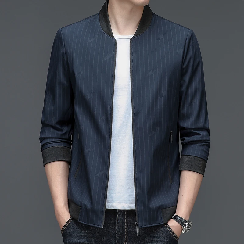 New-Brand-Men-s-Jacket-Striped-Stand-Collar-Men-s-Jacket-Business ...