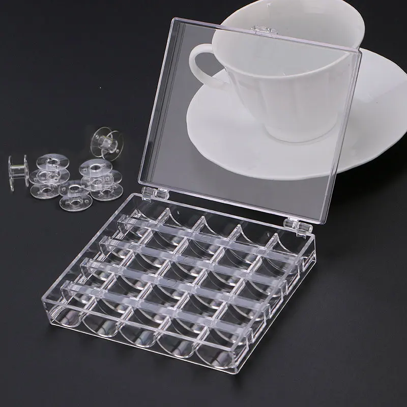 25Pcs Clear Sewing Machine Bobbins Spools Empty Bobbins Spools Plastic ...