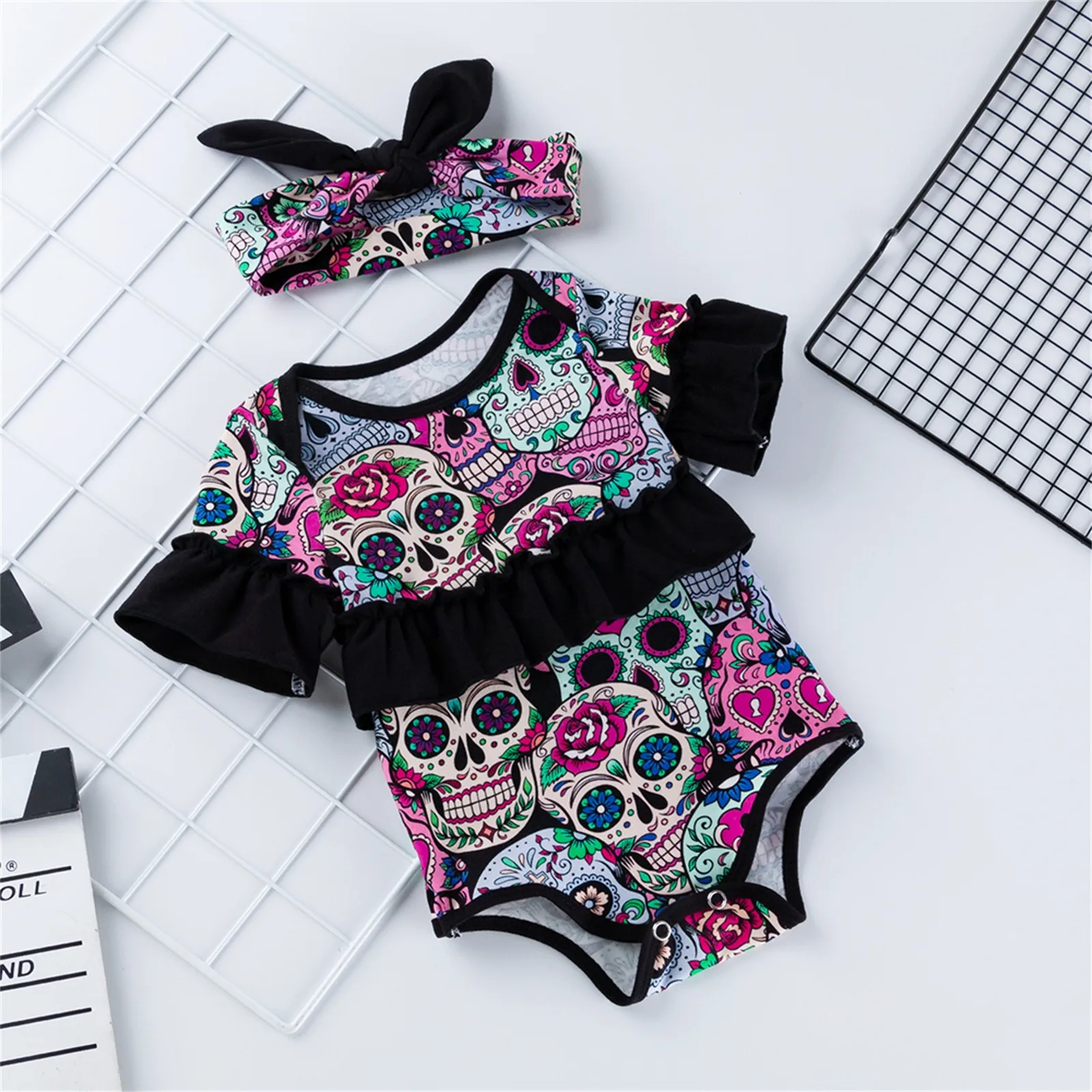 Infant-Baby-Girl-Boy-Bodysuit-Long-Sleeve-Skull-Print-Newborn-Infant ...