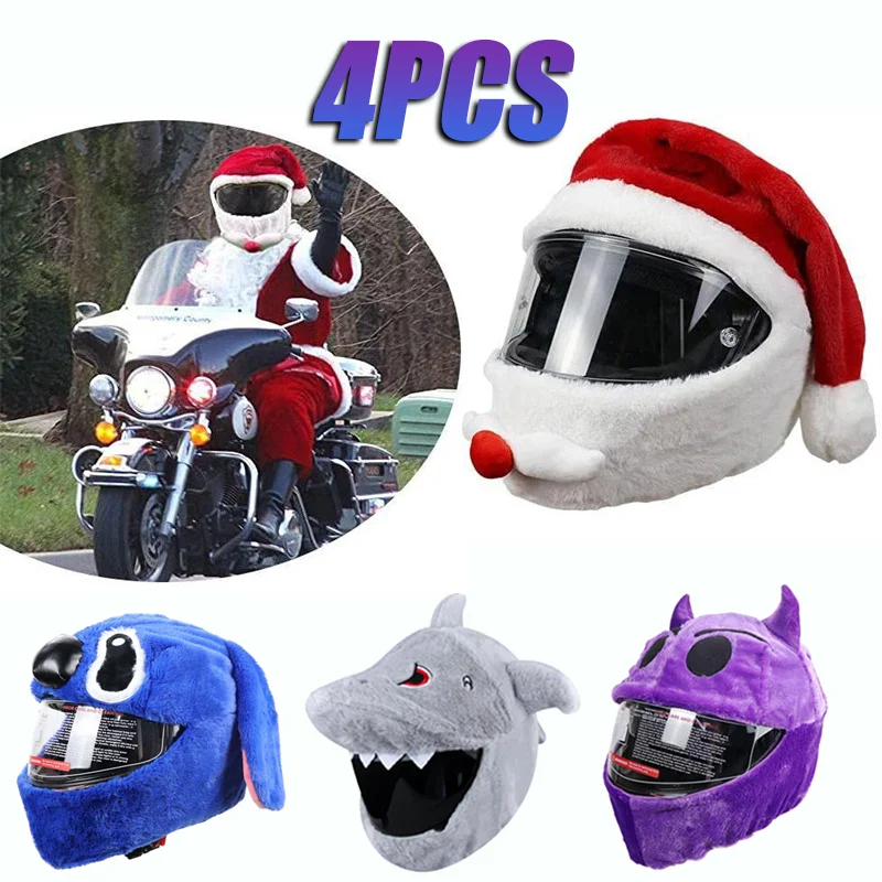 4PCS-Motorcycle-Helmet-Cover-Funny-Helmet-Riding-Protective-Cover-Plush ...
