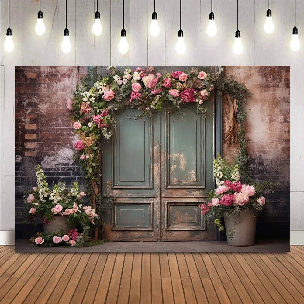 Vintage-Retro-Door-Floral-Background-for-Photography-Newborn-Baby ...