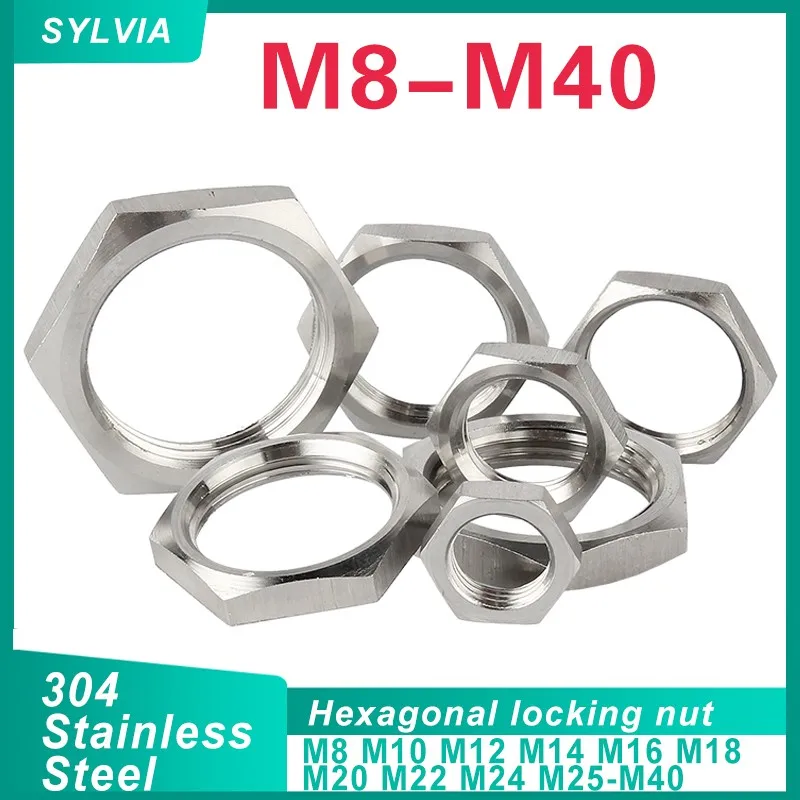 5pcs-lot-304-Stainless-Steel-Hex-Lock-Nut-Pipe-Fitting-M8-M10-M12-M14 ...