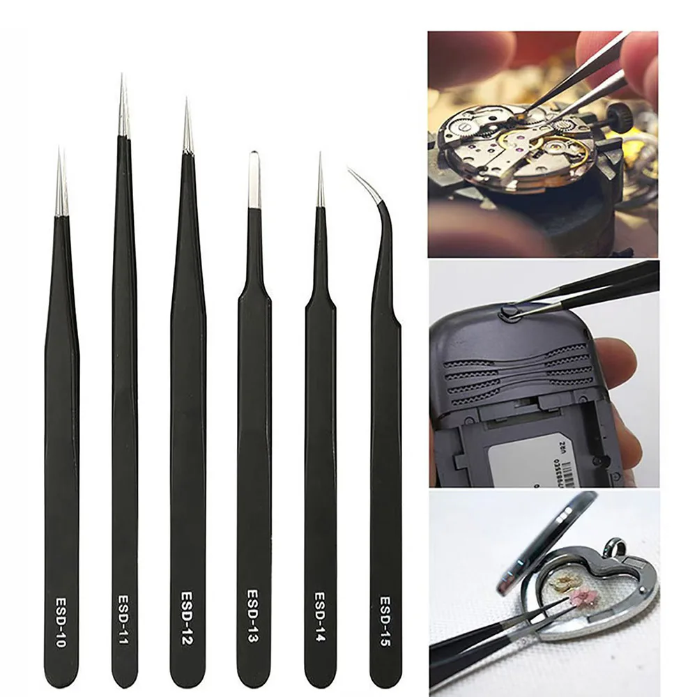Precision-Tweezers-Set-ESD-Anti-Static-Stainless-Steel-Tweezers-Repair ...