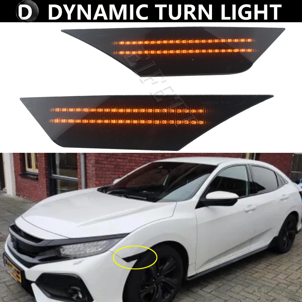2Pcs LED Smoked Lens Dynamic LED Turn Signal Flasher Lights Side Marker ...