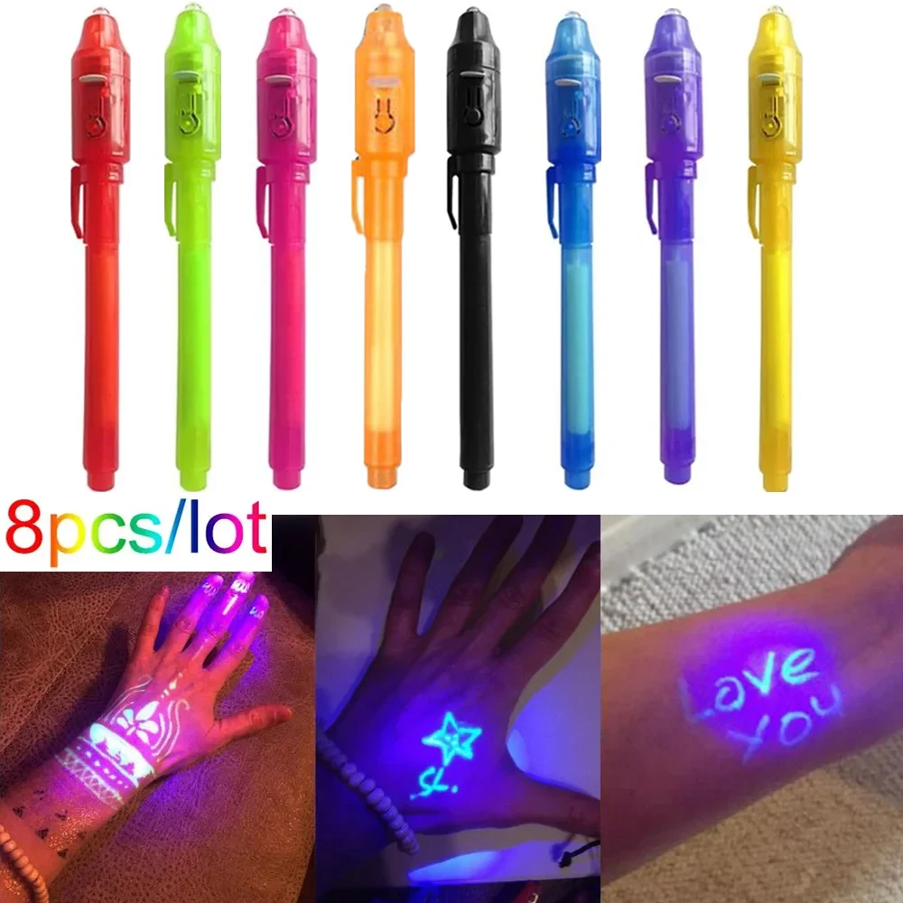 Invisible-Ink-Pen-8-PCS-Spy-Pen-with-UV-Light-Magic-Marker-for-Secret ...