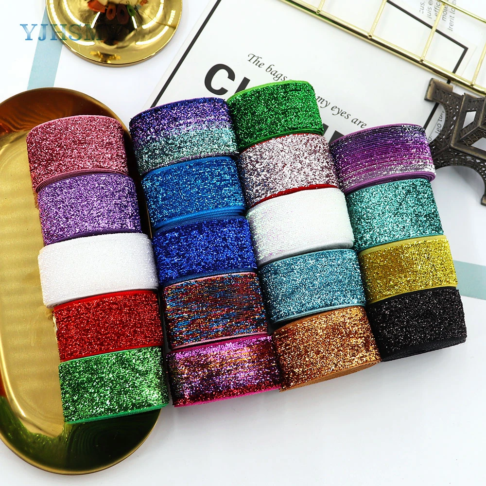 Glitter Ribbon Metallic Ribbon 5 Yards, Glitter Ribbon for Gifts ...