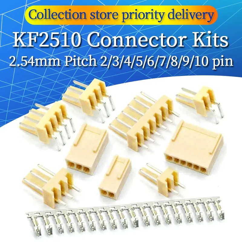 10Set KF2510 Connector Kits 2.54mm Pitch 2/3/4/5/6/7/8/9/10/ Straigh ...