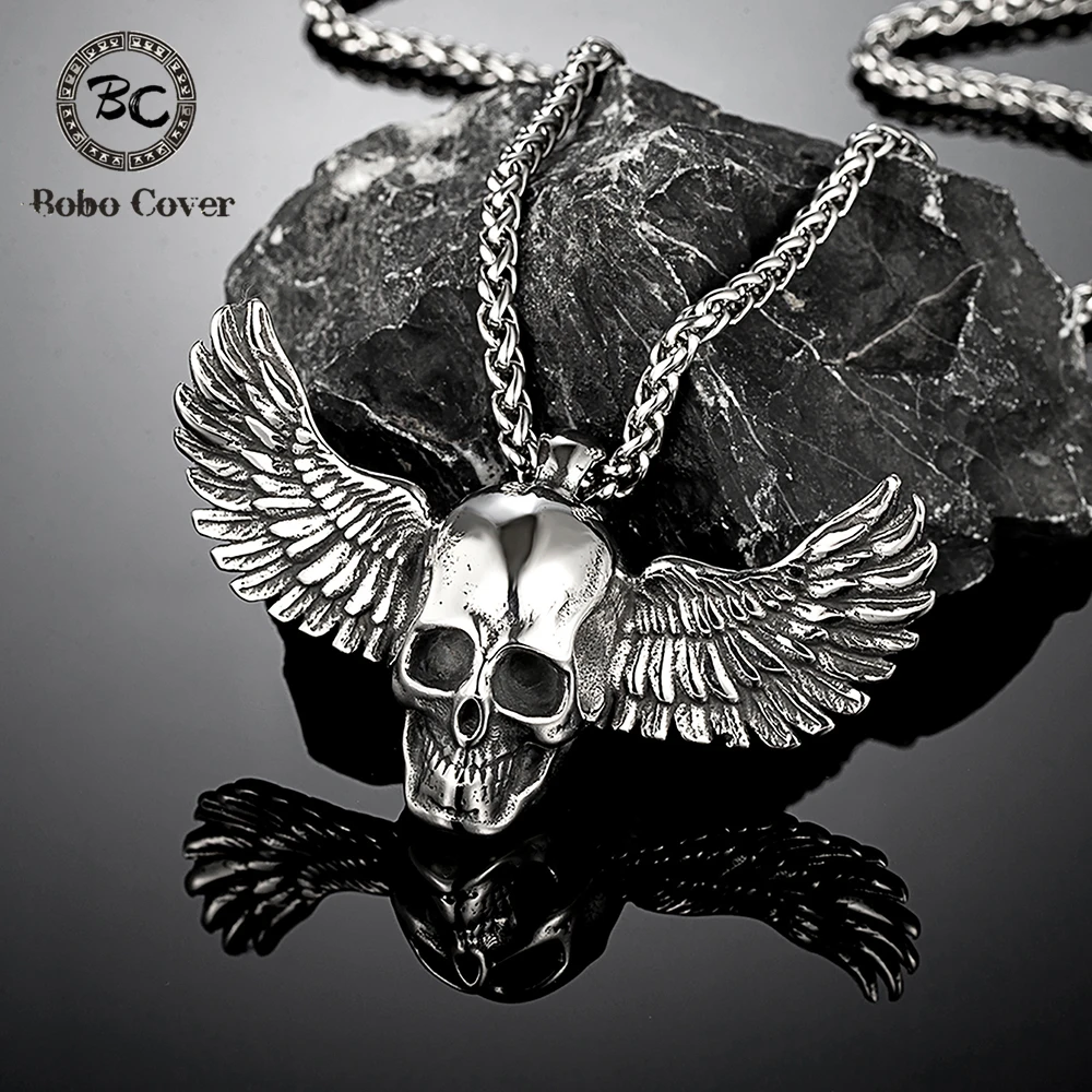 Hip-hop Hells Angels Skull Wings Necklaces Men Steampunk Motorcyclists ...