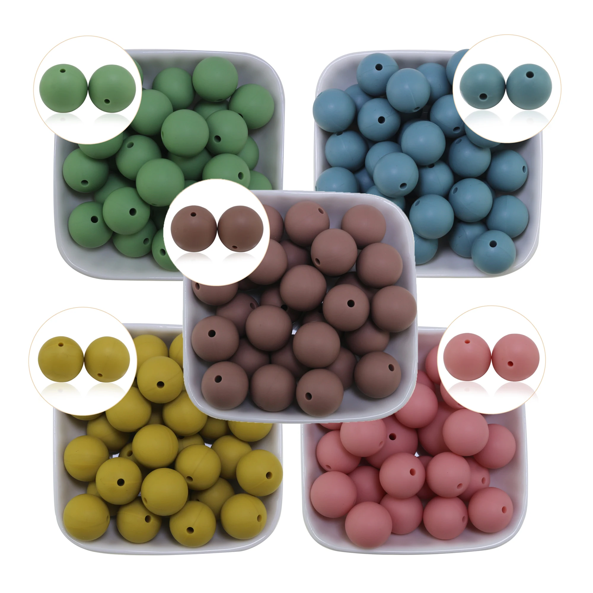 New-20Pcs-Grey-Bule-Coffe-Blush-Oatmeal-Silicone-Beads-15mm-Baby ...