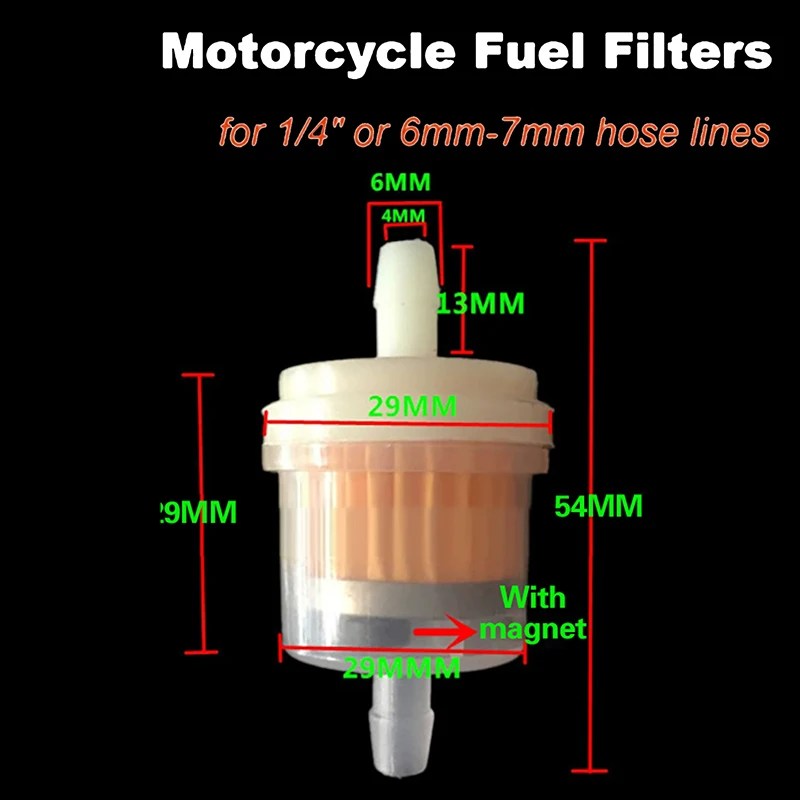 5Pcs Universal Inline Gas/Fuel Filter 6MM-7MM 1/4" For Lawn Mower Small ...