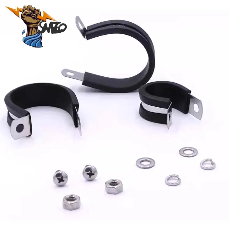 M6M8M10M12-M46-304-stainless-steel-rubber-lined-R-type-pipe-clamps ...