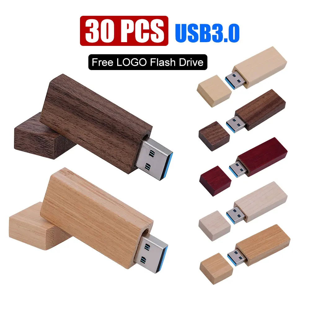 30pcs Personality Gift Wood Creative Pen Drive LOGO Customized U Disk ...