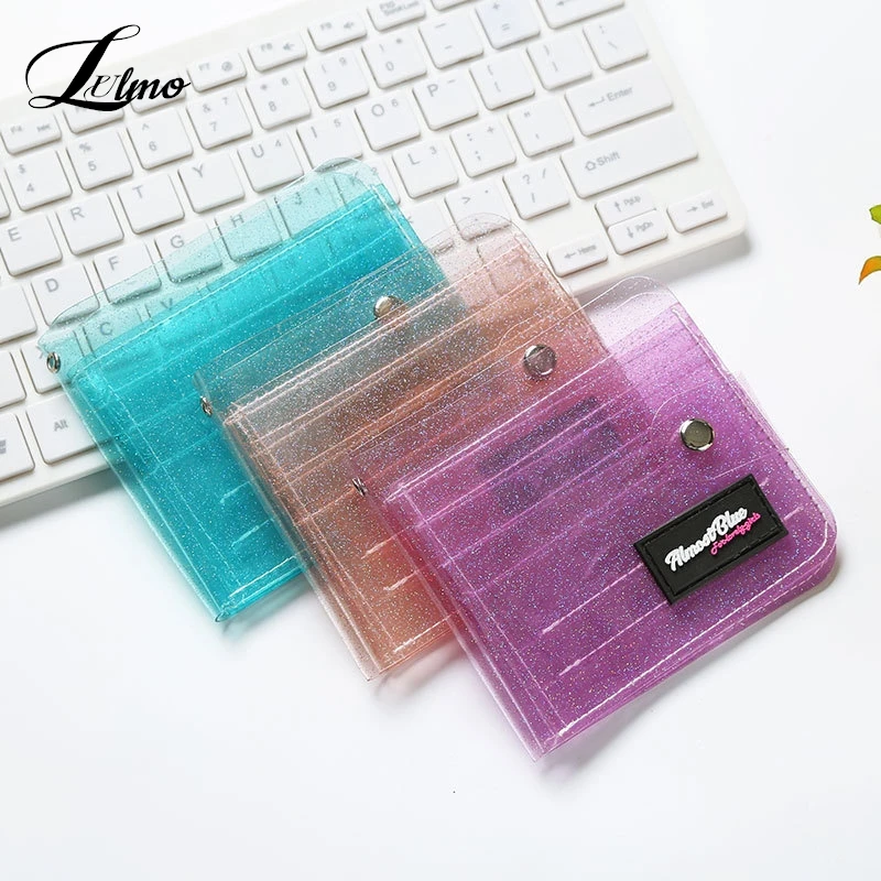 1PC Glitter Business ID Cards Pouch Purse PVC Transparent Card Photo ...