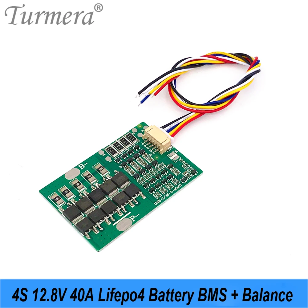 Turmera 4S 12.8V 40A BMS Lifepo4 بطارية لوح حماية مع التوازن ل 3.2V 26650 32700 33140 12V ...