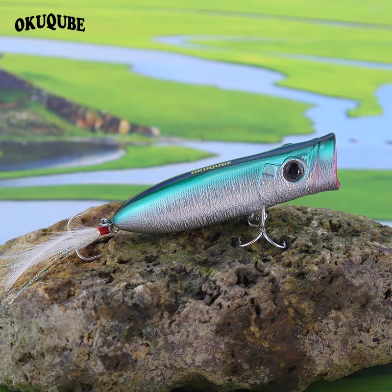 9cm-18-5g-Big-Mouth-Top-Water-Popper-Wobblers-Fishing-Lure-Treble-Hooks ...