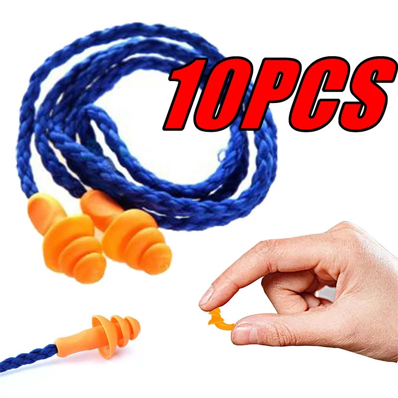 10pcs-Soft-Silicone-Corded-Ears-Protector-Ear-Plugs-Individually ...