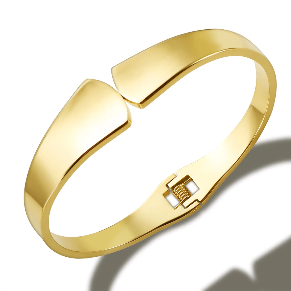 JINHUI-Glossy-Spring-Bracelet-Bangle-Stainless-Steel-Gold-Plated-Simple ...