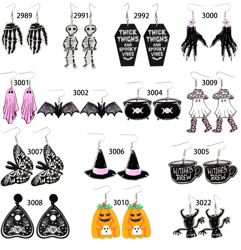 New-Design-Halloween-Dangle-Earring-Party-Spooky-Witch-Pumpkin-Skull ...
