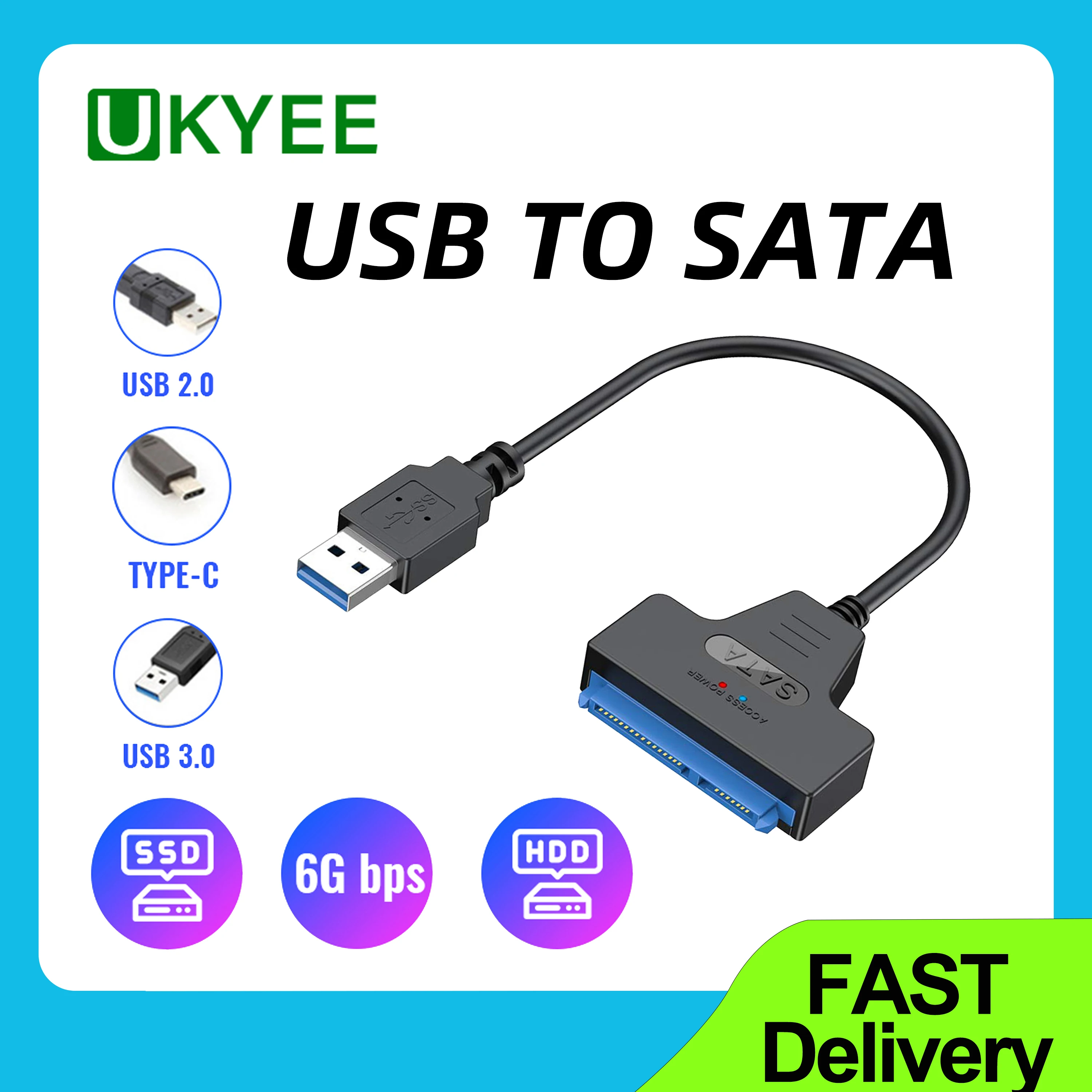 Ukyee Sata To Usb 3.0 Adapter, Hard Drive To Usb Adapter Compatible 2.5 ...