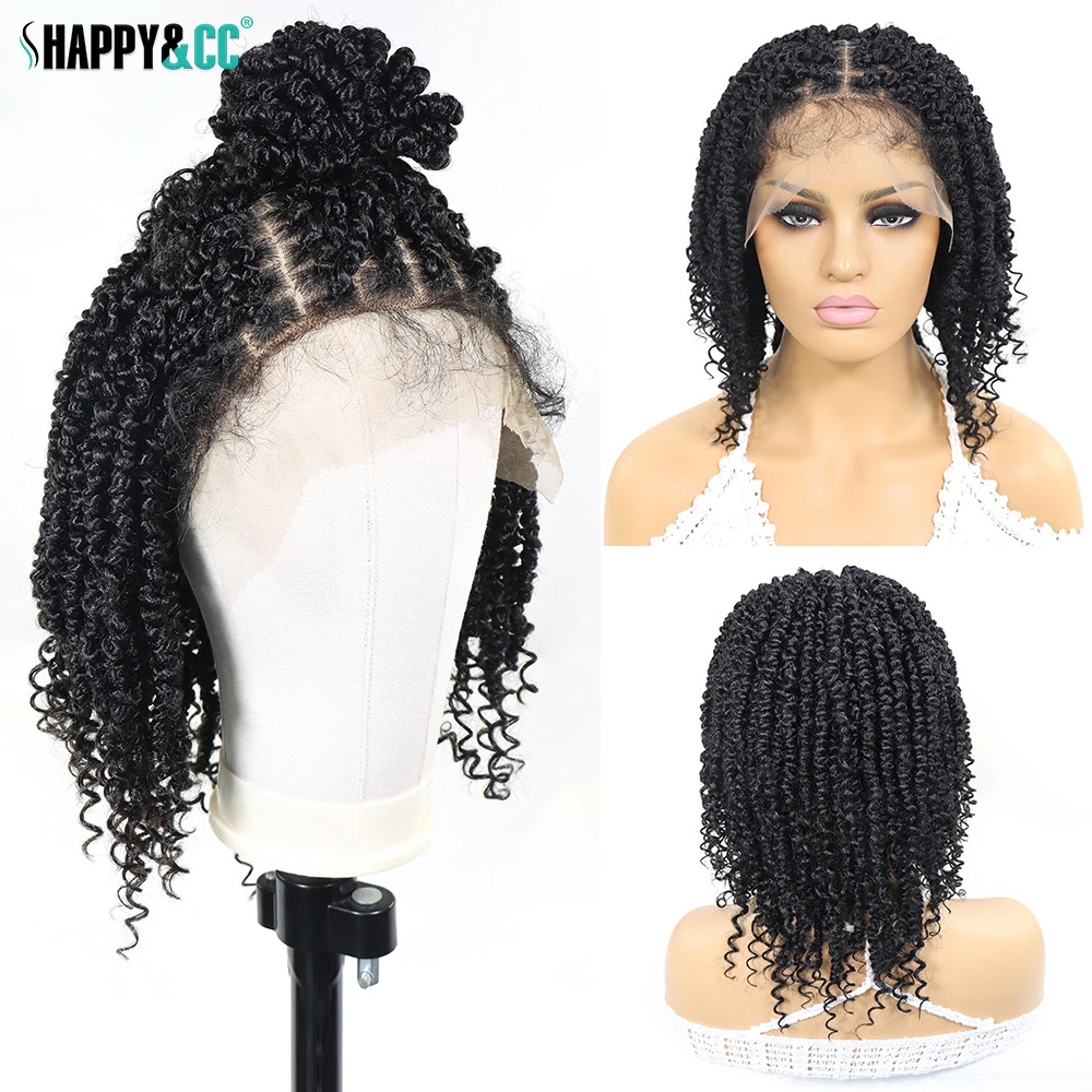 Short-Passion-Twist-Braided-Wigs-Curly-Ends-Square-Part-Bob-Synthetic ...