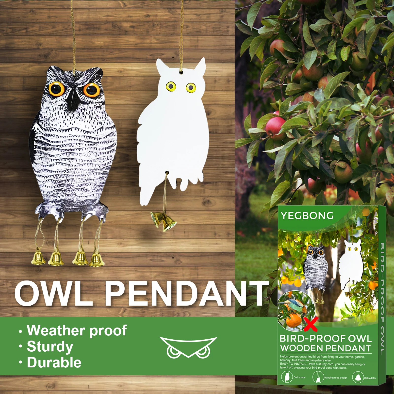 Anti nuisible,Faux hibou réfléchissant au Laser, répulsif d'extérieur ...