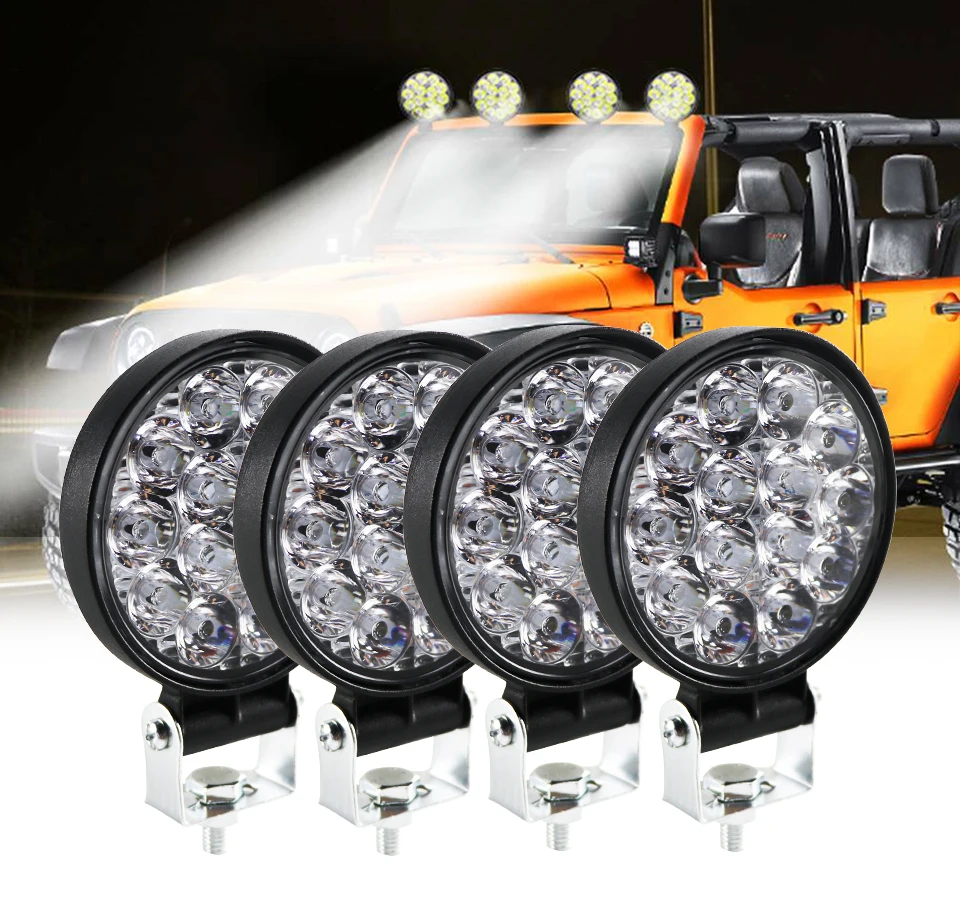 Luz-de-trabajo-redonda-para-todoterreno-faros-LED-12V-42W-para-Jeep ...
