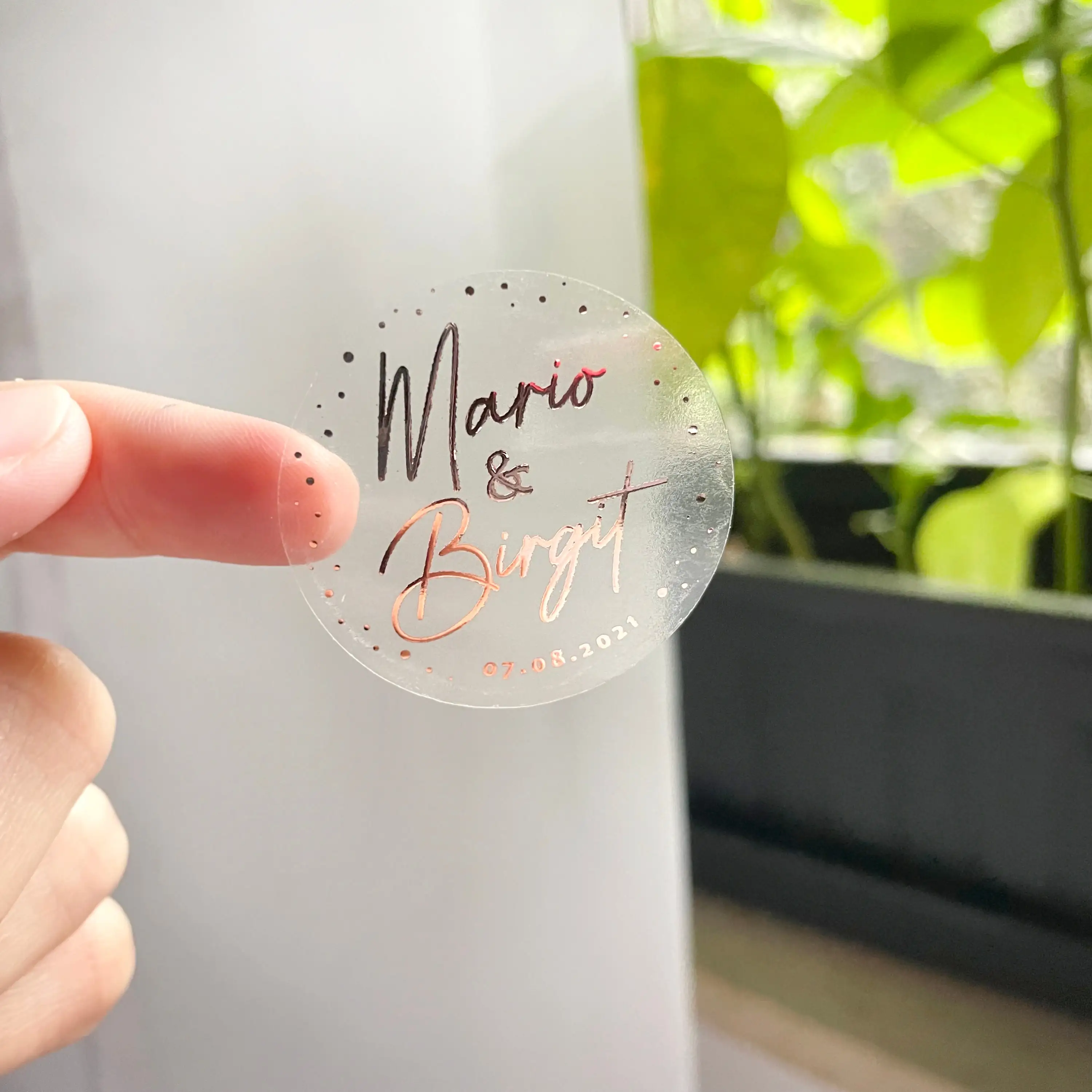 Personalized-Transparent-Gold-Foil-Stickers-Initials-And-Date-Wedding ...